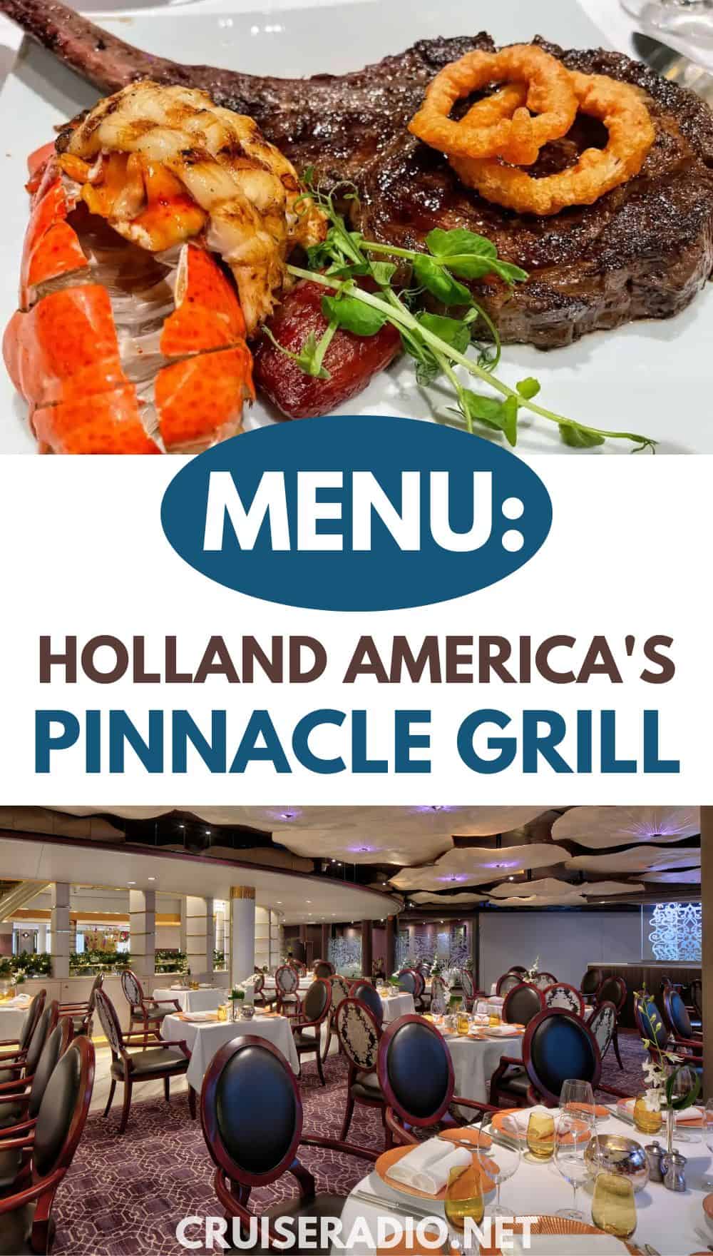 MENU: Holland America's Pinnacle Grill